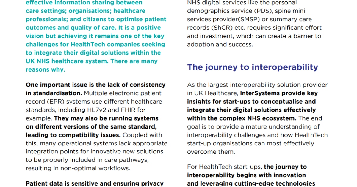 How HealthTech providers can best achieve interoperability in UK healthcare | InterSystems